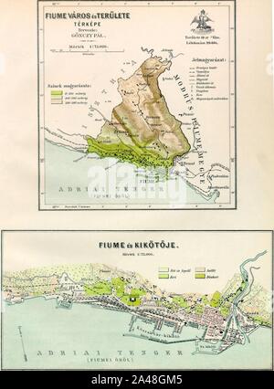 Fiume town map Stock Photo - Alamy