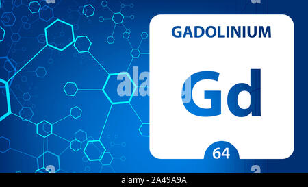 Gadolinium Gd chemical element. Gadolinium Sign with atomic number ...
