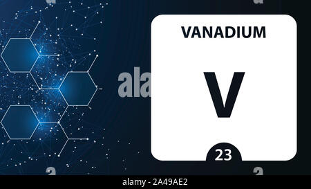 Vanadium V chemical element. Vanadium Sign with atomic number. Chemical ...