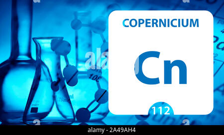 Copernicium Cn chemical element. Copernicium Sign with atomic number ...