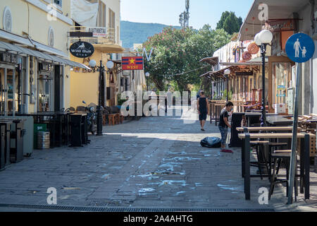 Bar street in Kos Town, Kos, Greece Stock Photo - Alamy
