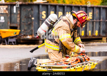 Firefighters training at the Worcester, MA Fire Dept Training Center ...