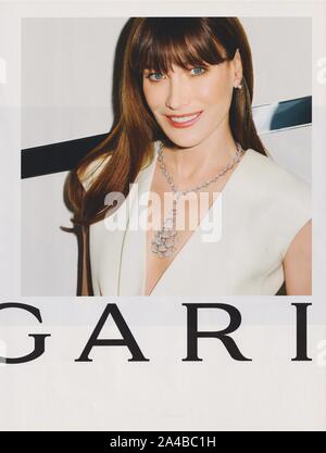 poster advertising BVLGARI Roma fashion house with Carla Bruni in paper ...