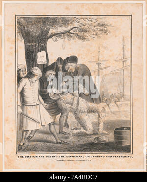The Bostonians paying the exciseman, or tarring and feathering Stock ...