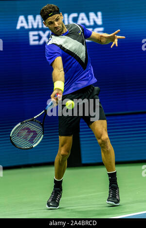 Grigor Dimitrov of Bulgaria in action during a training session ahead ...