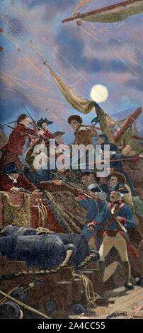Captain John Paul Jones capturing the British ship Serapis, September ...