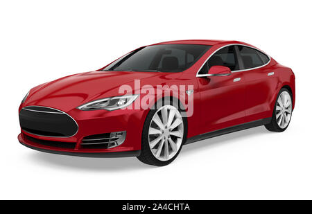 Red Sedan Car Isolated Stock Photo - Alamy