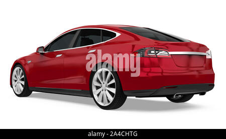 Red Sedan Car Isolated Stock Photo - Alamy