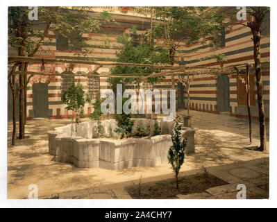 A courtyard of a traditional Syrian family house. Old City, Damascus ...