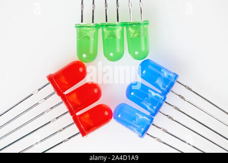 RGB color diodes closeup - electronic component for learning, training ...