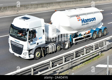 Hanson Heidelberg cement bulk tanker trailer and lorry with raised axle ...