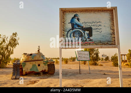 Rusty military device near the city of Susa (Shush) in Iran ...