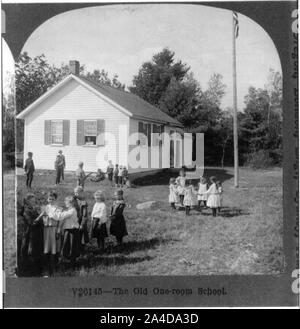 One Room Schoolhouse with Students and Teacher early 1900s, American ...