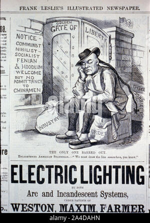 The only one barred out (caricature of Chinese man seated outside ...