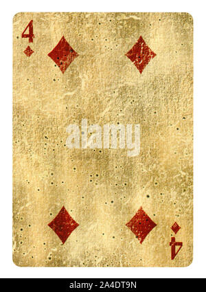 Four of Diamond playing card - isolated on white (clipping path ...