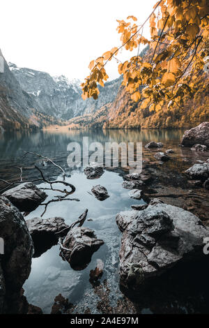The beautiful Obersee (upper lake) nearby the popular Bavarian ...
