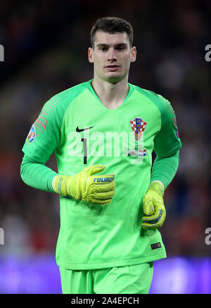 Croatia goalkeeper Dominik Livaković (1) during the England v Croatia ...