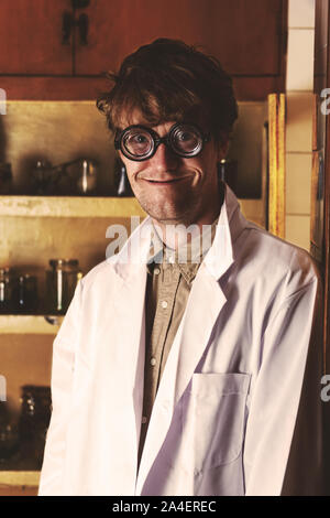 Crazy scientist in his creepy laboratory Stock Photo - Alamy