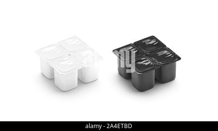 Blank 4-pack white yogurt box mockup, side view Stock Photo - Alamy