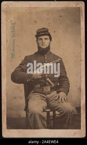 Portrait of an unidentified Union soldier from the Civil War, depicted ...