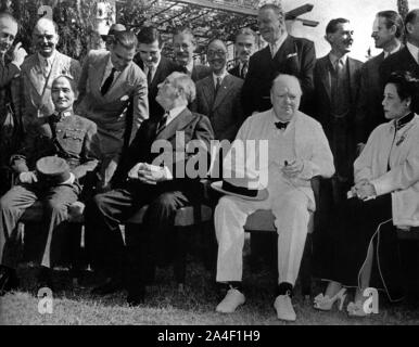 1943 Egypt - British prime minister Winston Churchill reviewing troops ...