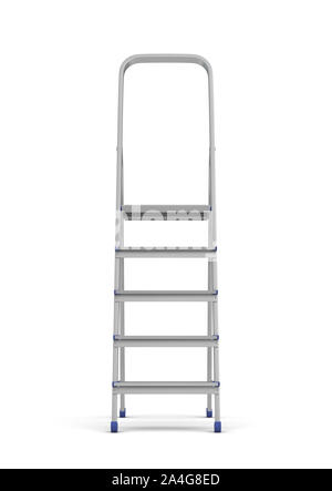 3d rendering of a metal builder's step ladder with blue fittings in ...