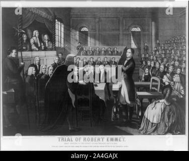 A portrait of Robert Emmet, an Irish revolutionary, depicting him in a ...