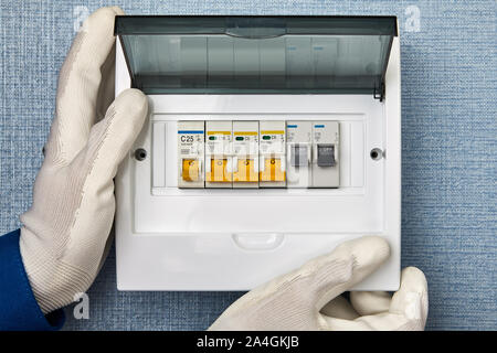 fusebox with circuit breakers Stock Photo - Alamy