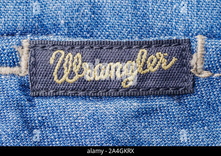 Closeup of Wrangler label on a shirt Stock Photo - Alamy