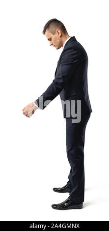 Isolated business man lifting something Stock Photo - Alamy