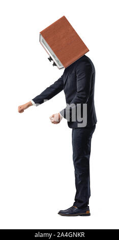 Business man pulling something isolated on white background Stock Photo ...