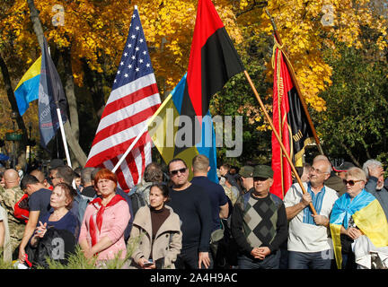Ukrainian far-right activists of different nationalists parties with ...