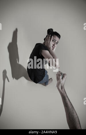 young girl hallucinating fear of death Stock Photo - Alamy