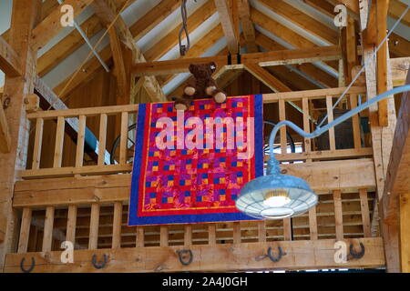 Guilford, VT USA. Jul 2019. Skiing static cable car display at an ...