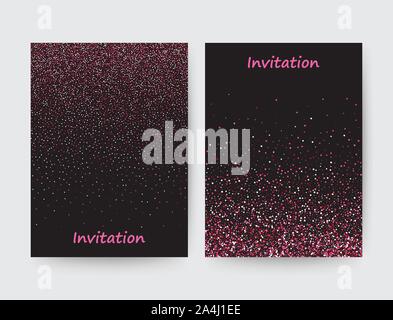Colorful postcard . Invitation. Line design, pink glowing confetti ...