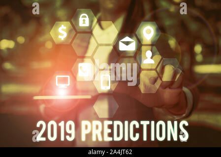 Writing note showing 2019 Predictions. Business concept for statement ...