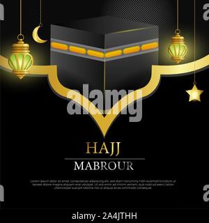 Hajj Mabrour islamic banner template design with gold lantern ...