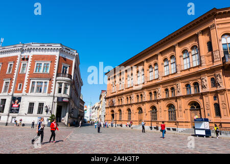 Latvia,Riga,Old Town ,Doma laukums square,Art Nouveau Buildings Stock ...