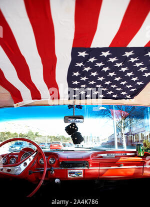 Windshield of Vintage Car - Amcar - dice Stock Photo - Alamy