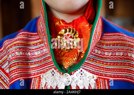 Laplander traditional costume. Confirmation. Filigree (silver) brooch ...