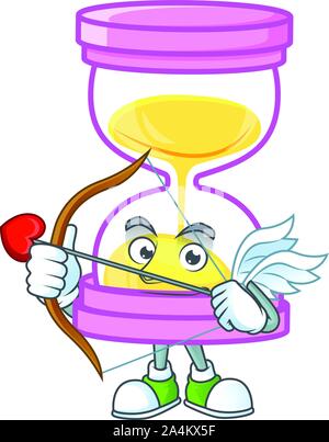 Hourglass in cupid cartoon character with arrow and wings Stock Vector ...