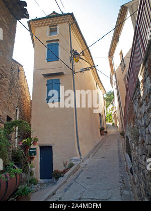 The beautiful old village of Roquebrun in the Occitanie region of ...