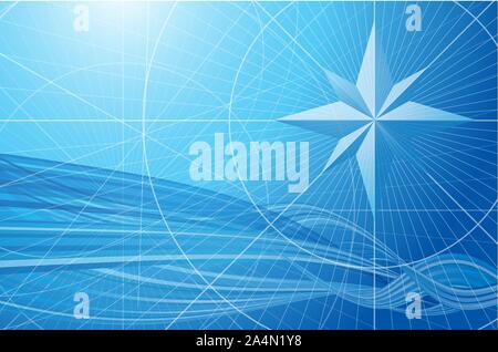 Blue background with compass and world map, vector illustration Stock ...