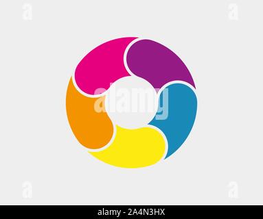 Infographic circular cyclic process 6. Template from colored pie charts ...