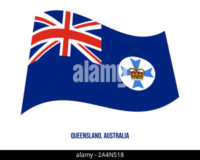 Queensland (Qld) Flag Waving Vector Illustration on White Background ...