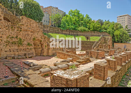Trieste. Italy. Remains of the Roman amphitheatre. Teatro Romano Stock ...