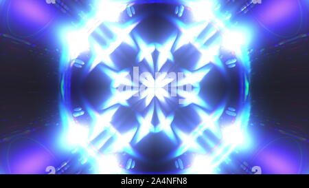Computer generated fractal blue kaleidoscopic background of twinkling ...