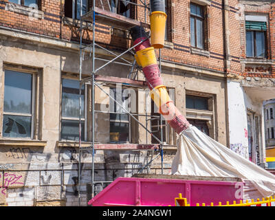 Demolition Chute at Building Construction Site in NYC Stock Photo ...