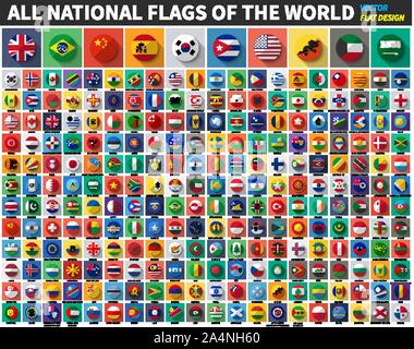 All official national flags of the world . circular design . Vector ...