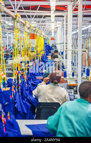 Textile industry factory in Gaborone , Botswana, Africa, industrial sewing machines, elastic ...